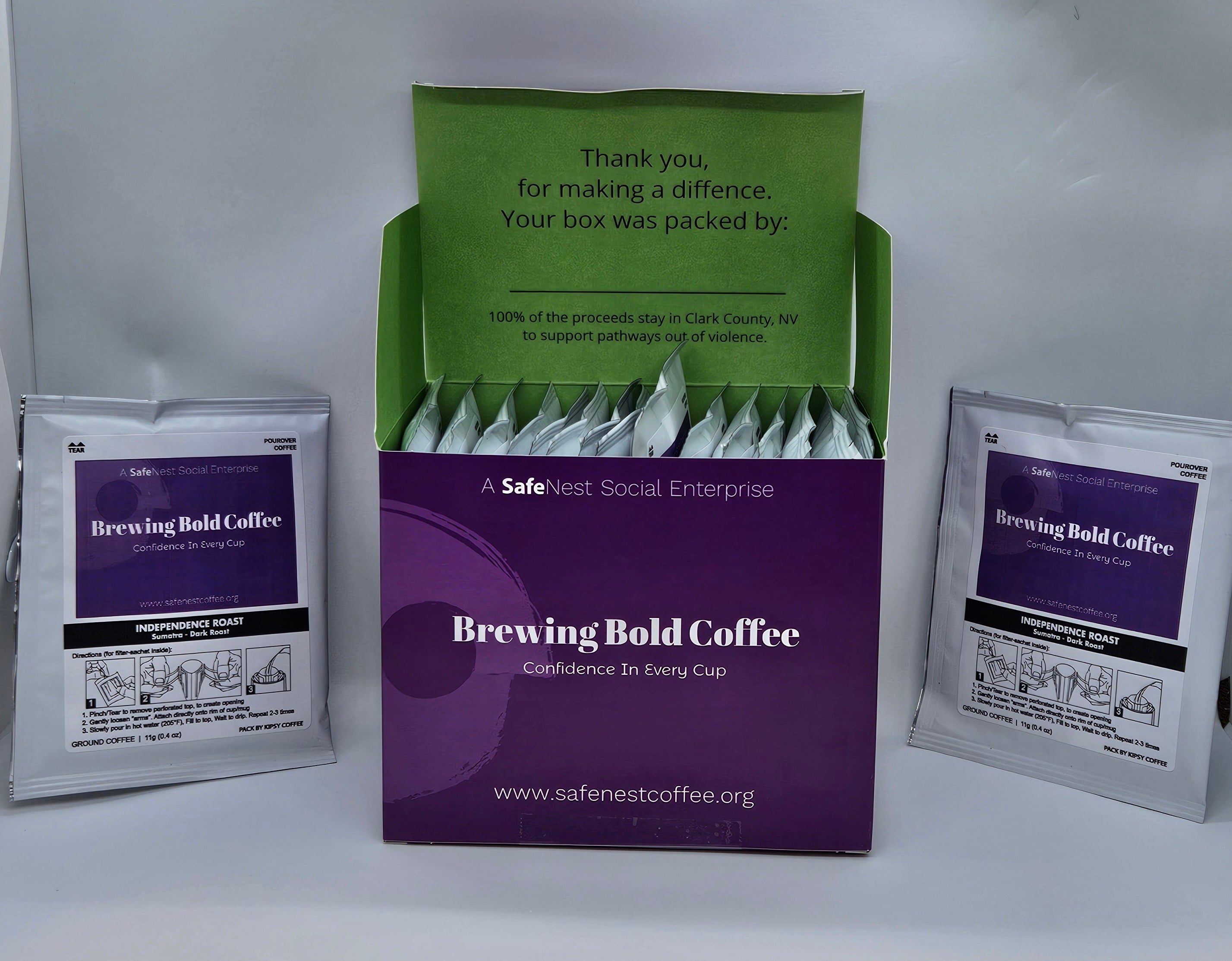 Independence-Dark Roast Pour-overs (15 box) – SafeNest Coffee